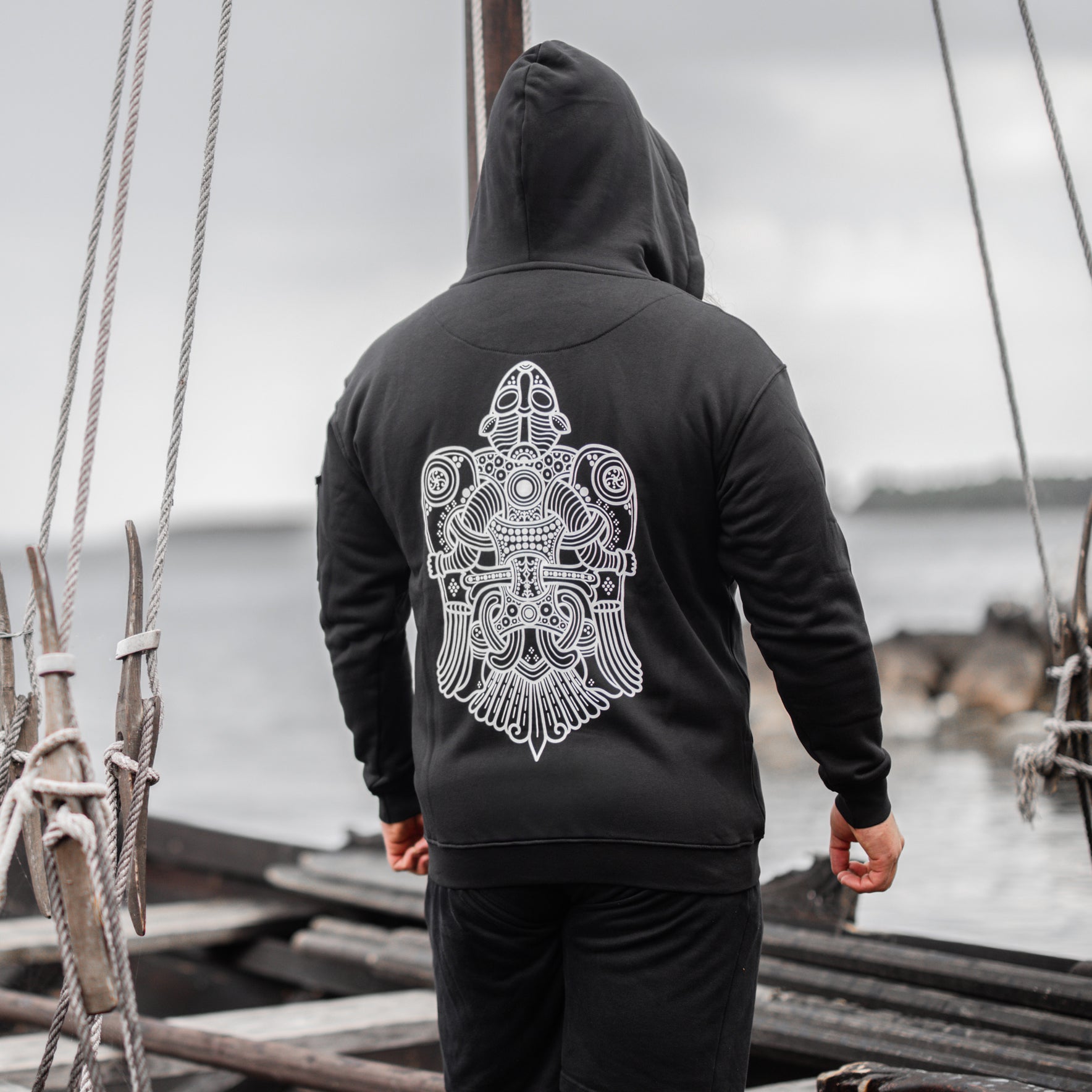 Premium Zip Hoodie, Volund, Black – Grimfrost Intl