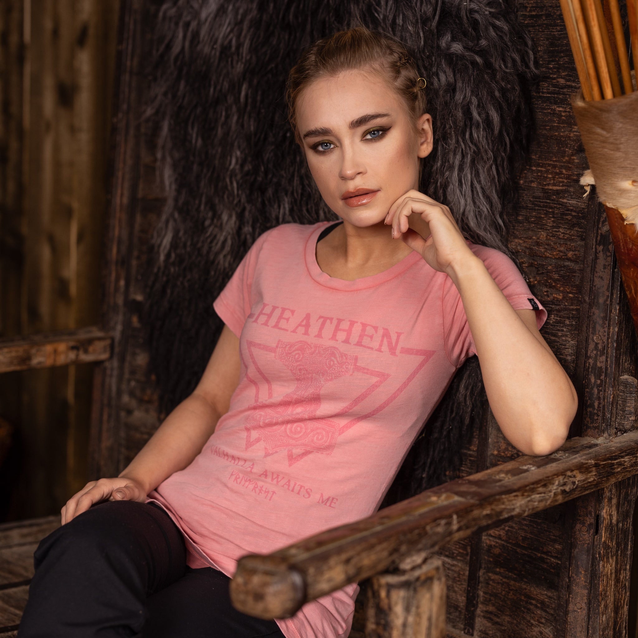 Women's Premium Tee, Heathen, Pink – Grimfrost Intl